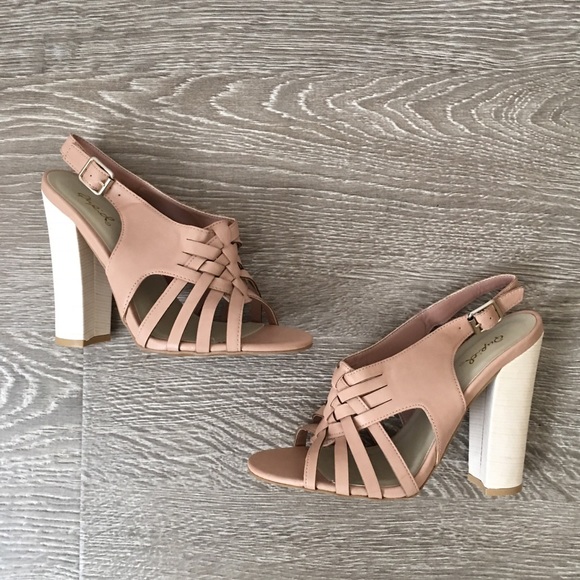 Qupid | Shoes | Qupid Nude Color Block Strappy Heel Sandals | Poshmark